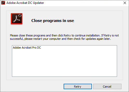 Manually update Adobe Acrobat software