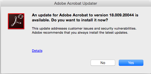 Manually update Adobe Acrobat software