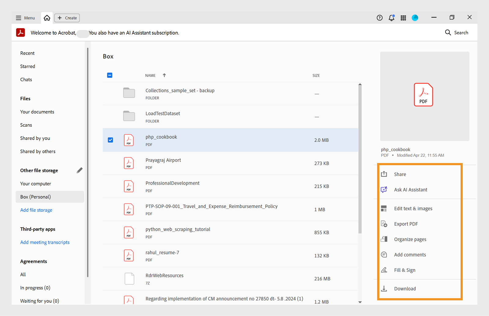 Access your Box files in Acrobat/Reader