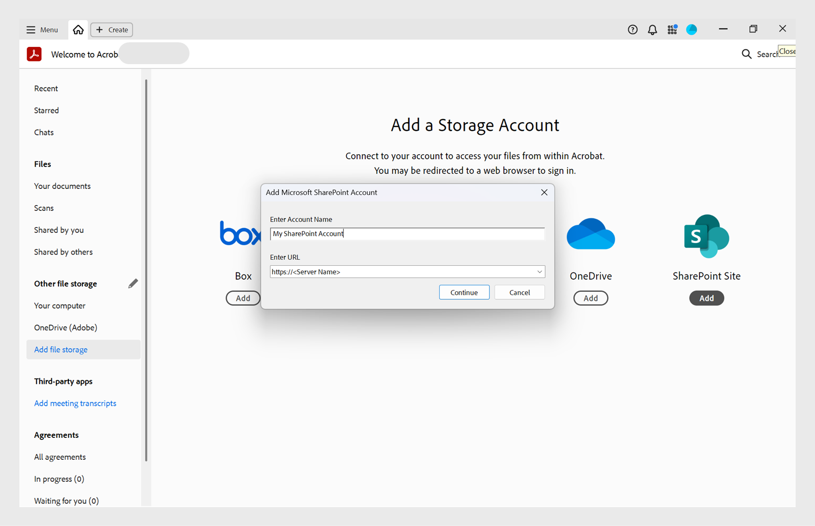 Access your SharePoint files in Acrobat, Acrobat Reader