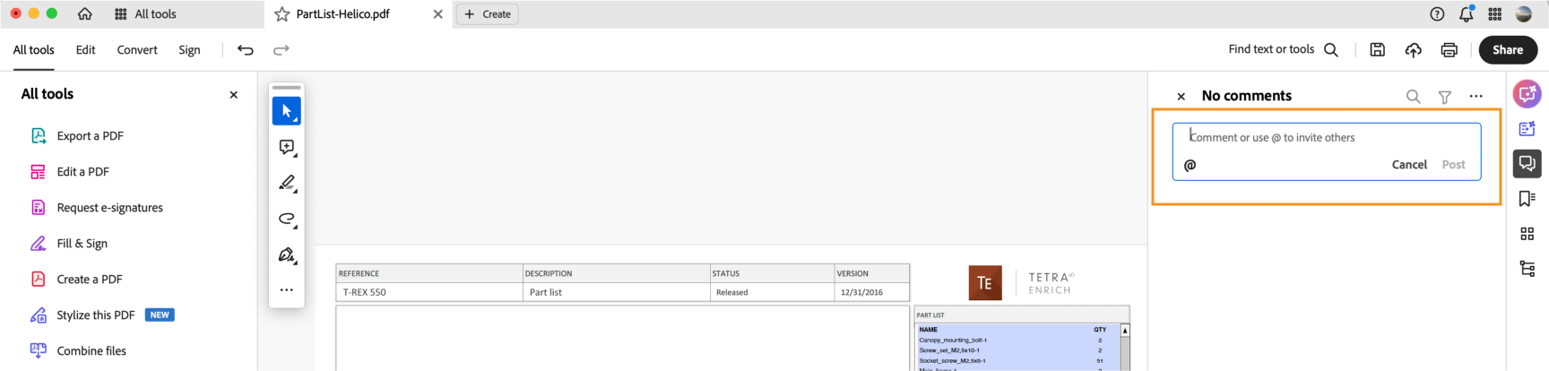 Starting a PDF review, Adobe Acrobat