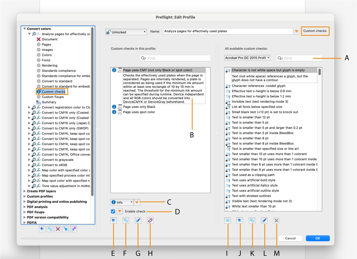 Additional checks in the Preflight tool (Adobe Acrobat Pro)