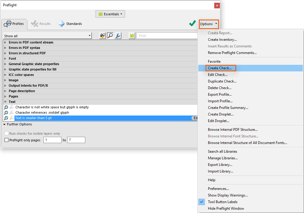 Preflight variables (Acrobat Pro)