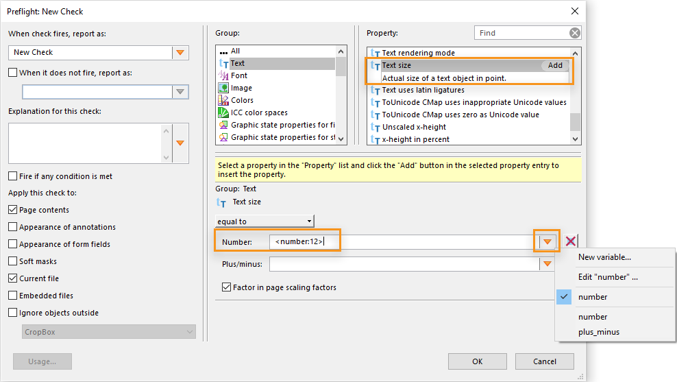Preflight variables (Acrobat Pro)