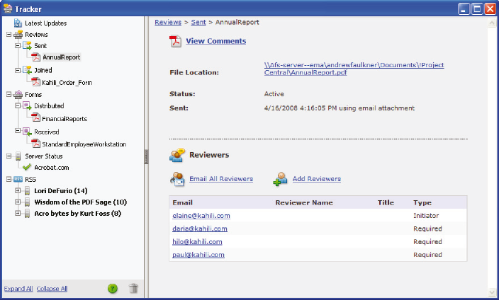 Tracking and managing PDF reviews