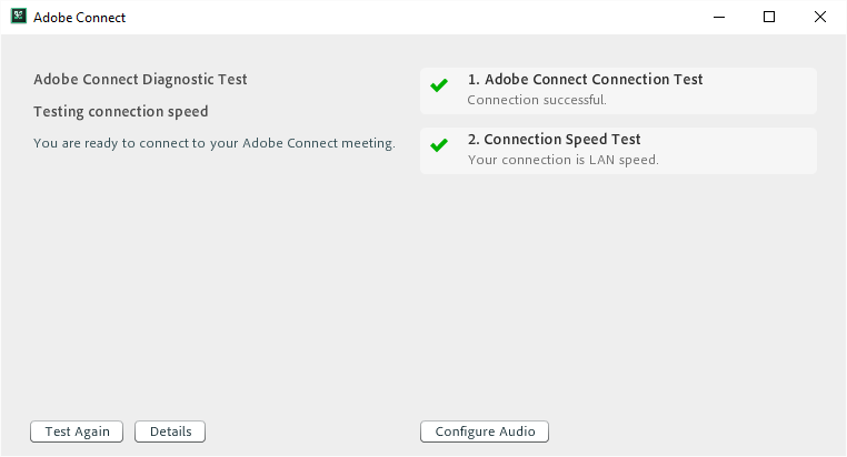 Adobe Connect pre-meeting diagnostic test