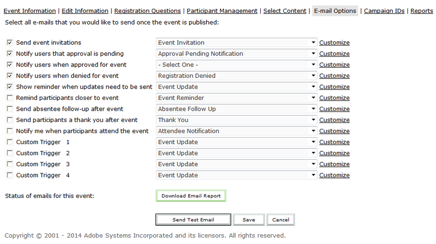 Manage Adobe Connect Events