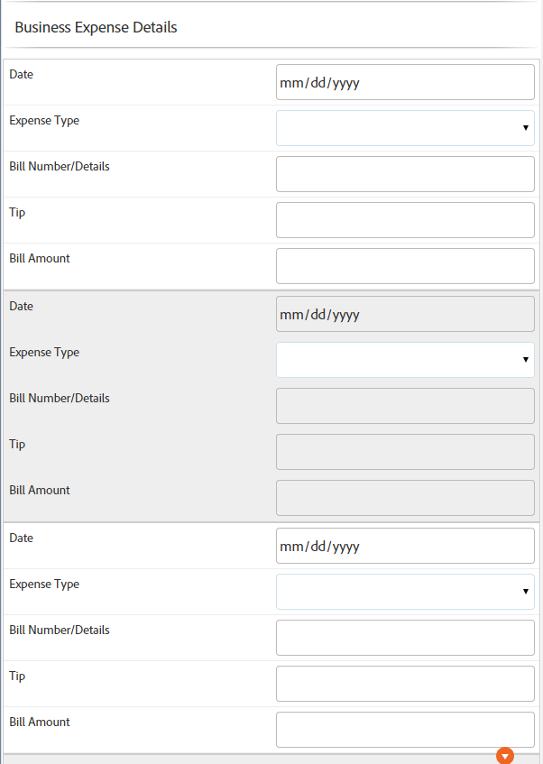 Tables in adaptive forms