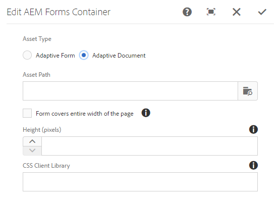 Embed adaptive form or document in AEM sites page
