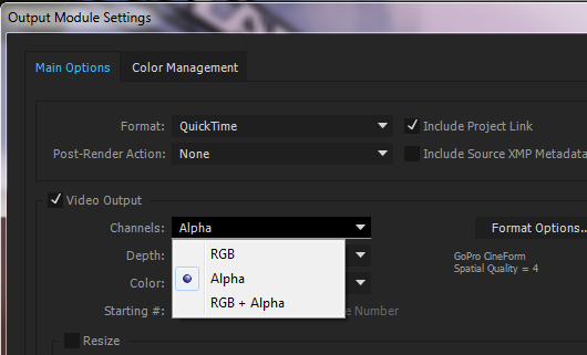 Using the GoPro CineForm codec in After Effects
