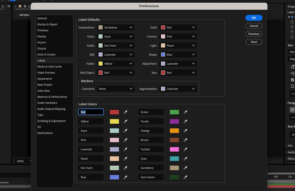 Setting preferences in After Effects