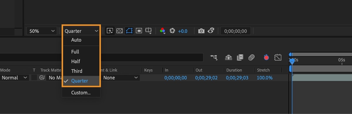 Preview without rendering in After Effects