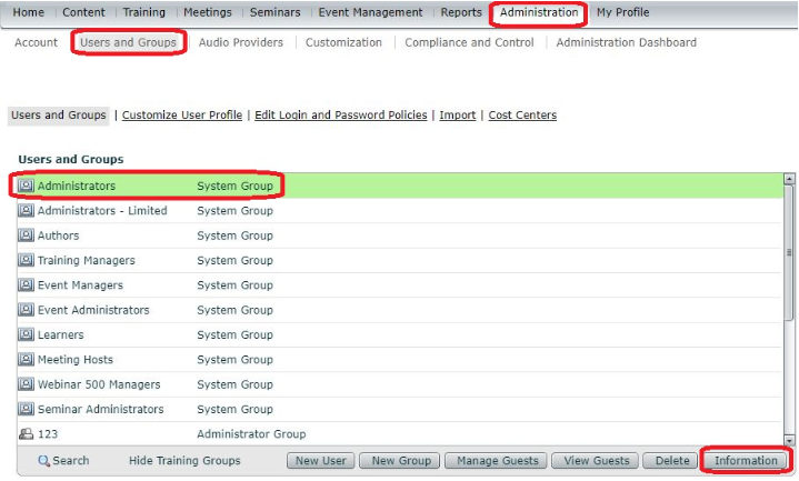 How to check the list of Administrators on the account
