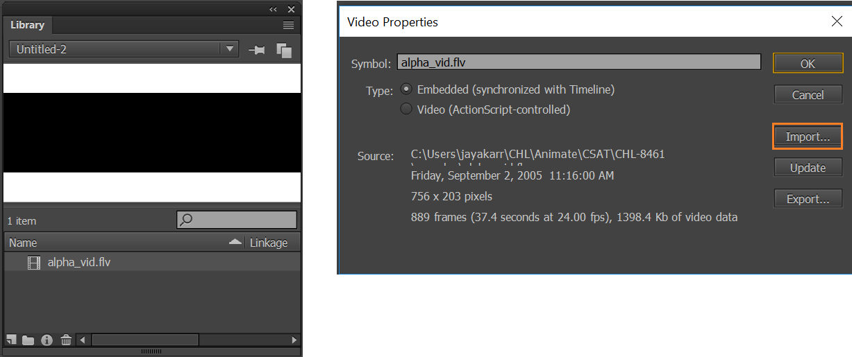 Add or incorporate video in Adobe Animate