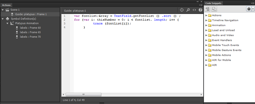 Authoring panels in Animate