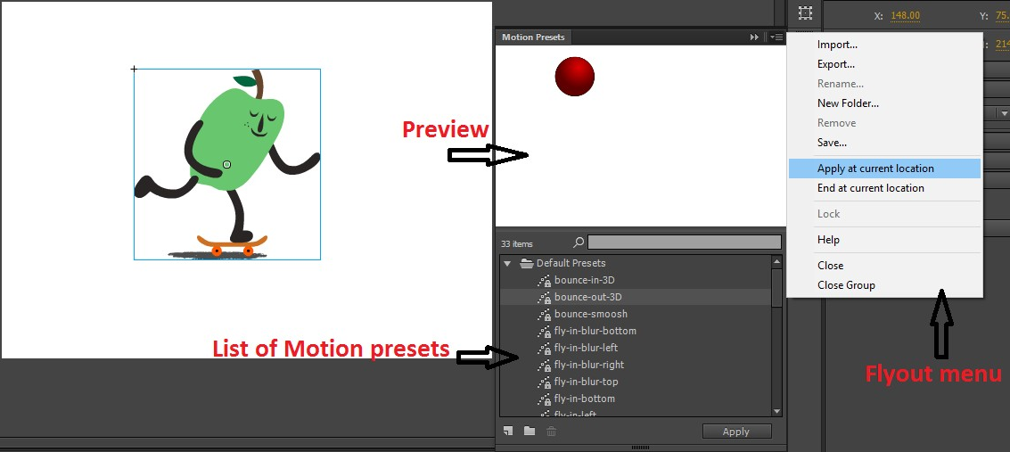 Creating and Applying Motion Presets in Adobe Animate
