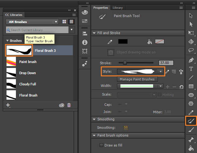 Creating paint brushes