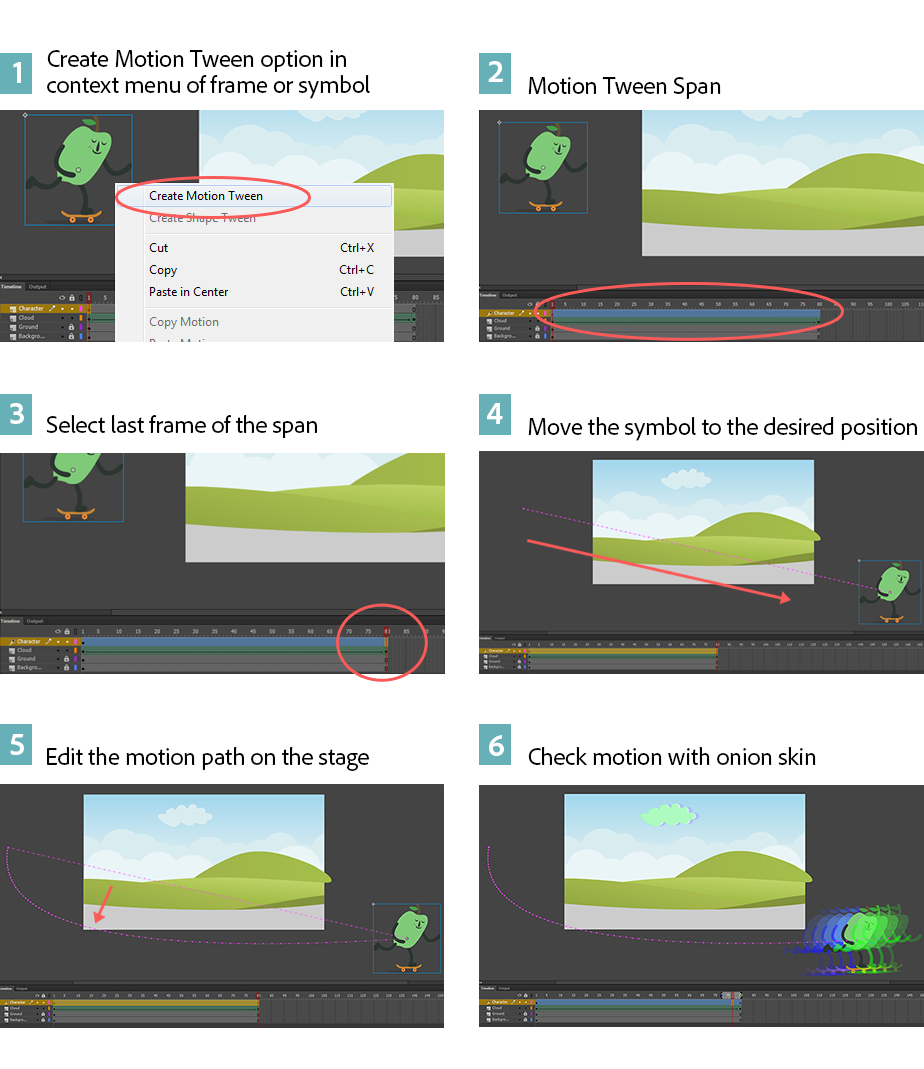 Create a Motion tween animation in Adobe Animate