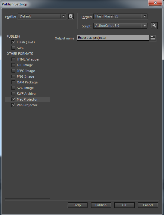 Exporting Projector Files