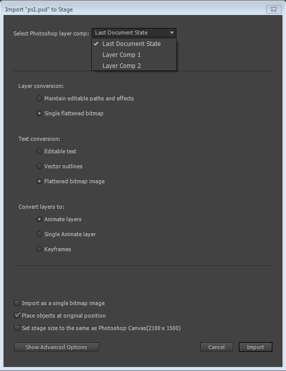 Working with Photoshop PSD files in Animate