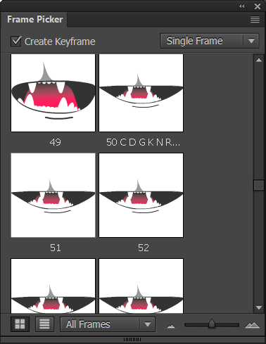 Using symbol instances, frame picker, auto Lip sync in Animate