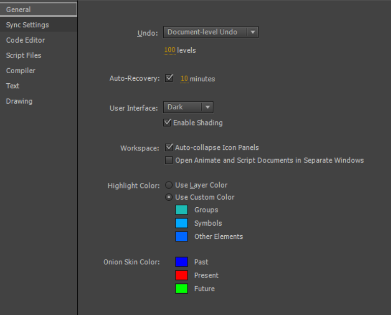 Synchronize Animate CC Preferences with Creative Cloud