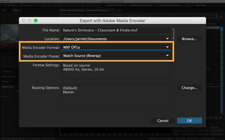 Export a multitrack session from Audition | บทแนะนำ Adobe Audition