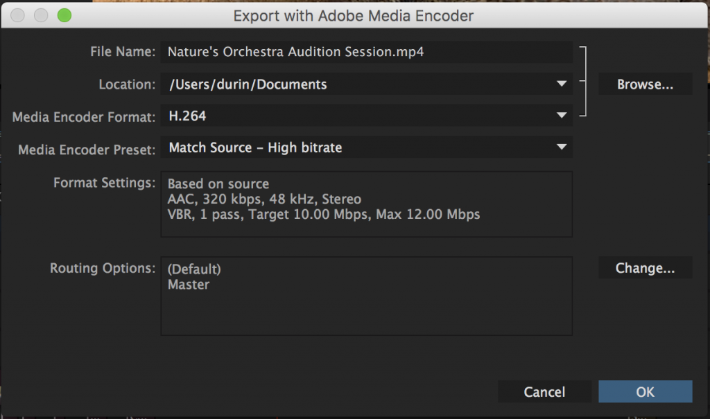 Export to Media Encoder from Audition CC