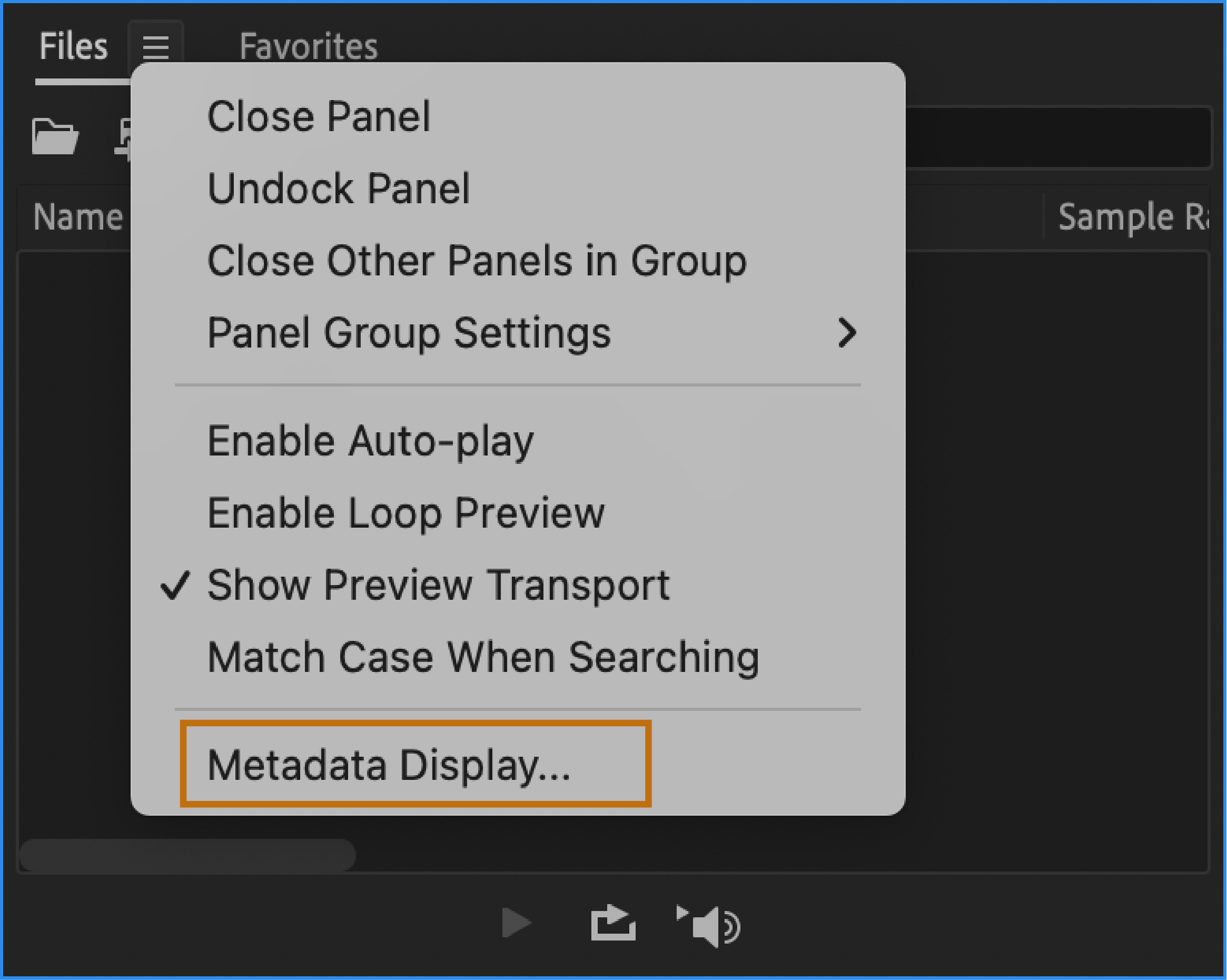 How to import audio files using the Files panel