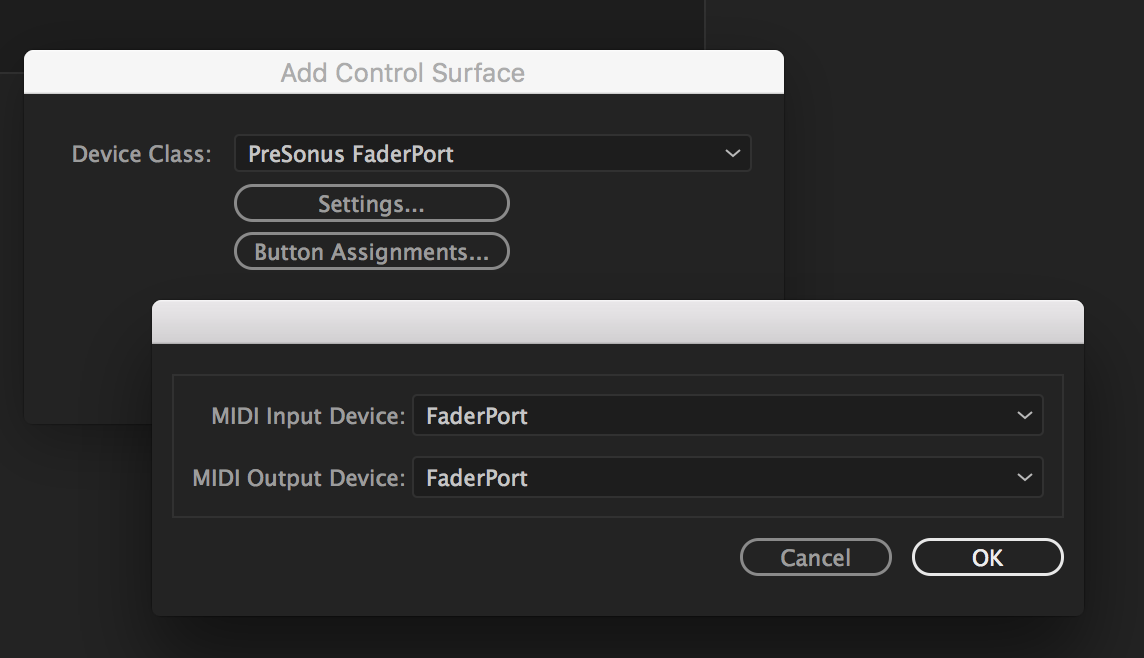 PreSonus FaderPort support in Adobe Audition