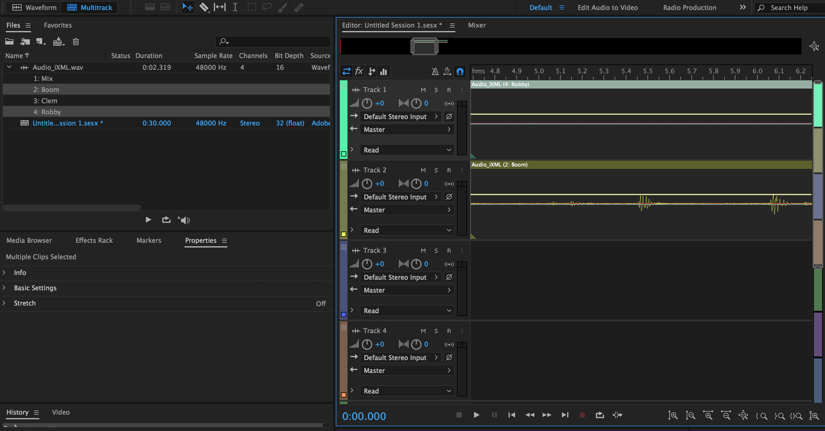 Editing multichannels files in Audition