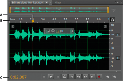 Navigate time in Adobe Audition