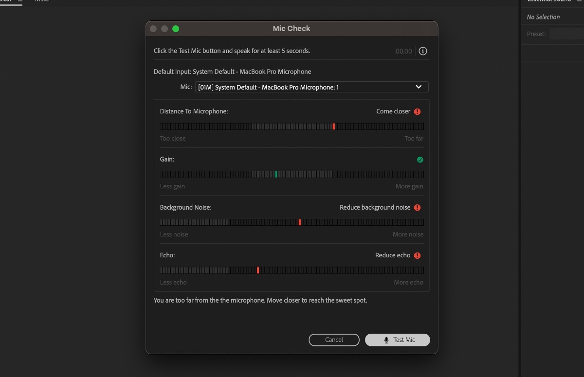 Perform Mic Check (Beta)