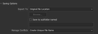 Exportierenbedienfeld