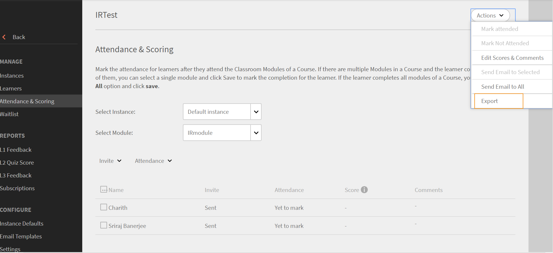View learner's response to an outlook calendar invite on Captivate Prime