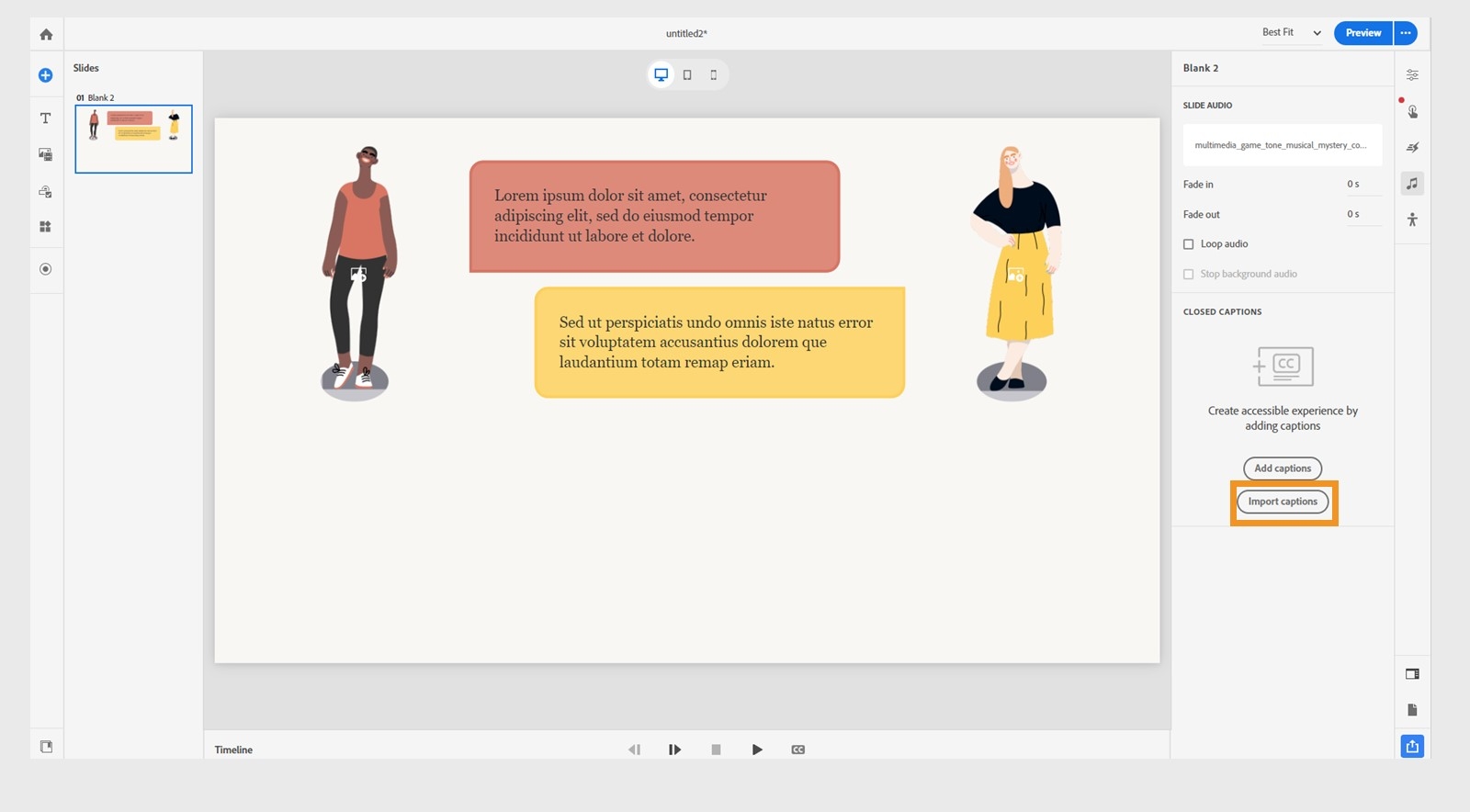 Add and edit audio in Adobe Captivate