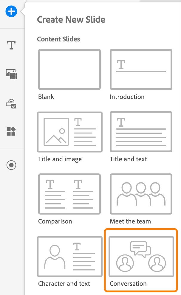 Add a conversation slide to your Adobe Captivate project