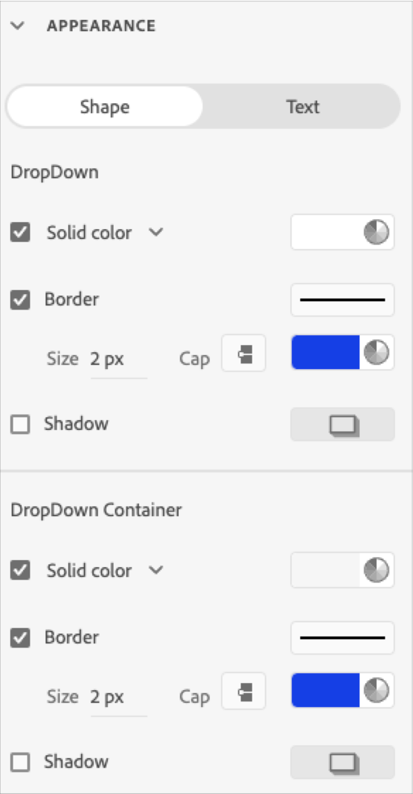 Add a dropdown component to an Adobe Captivate project