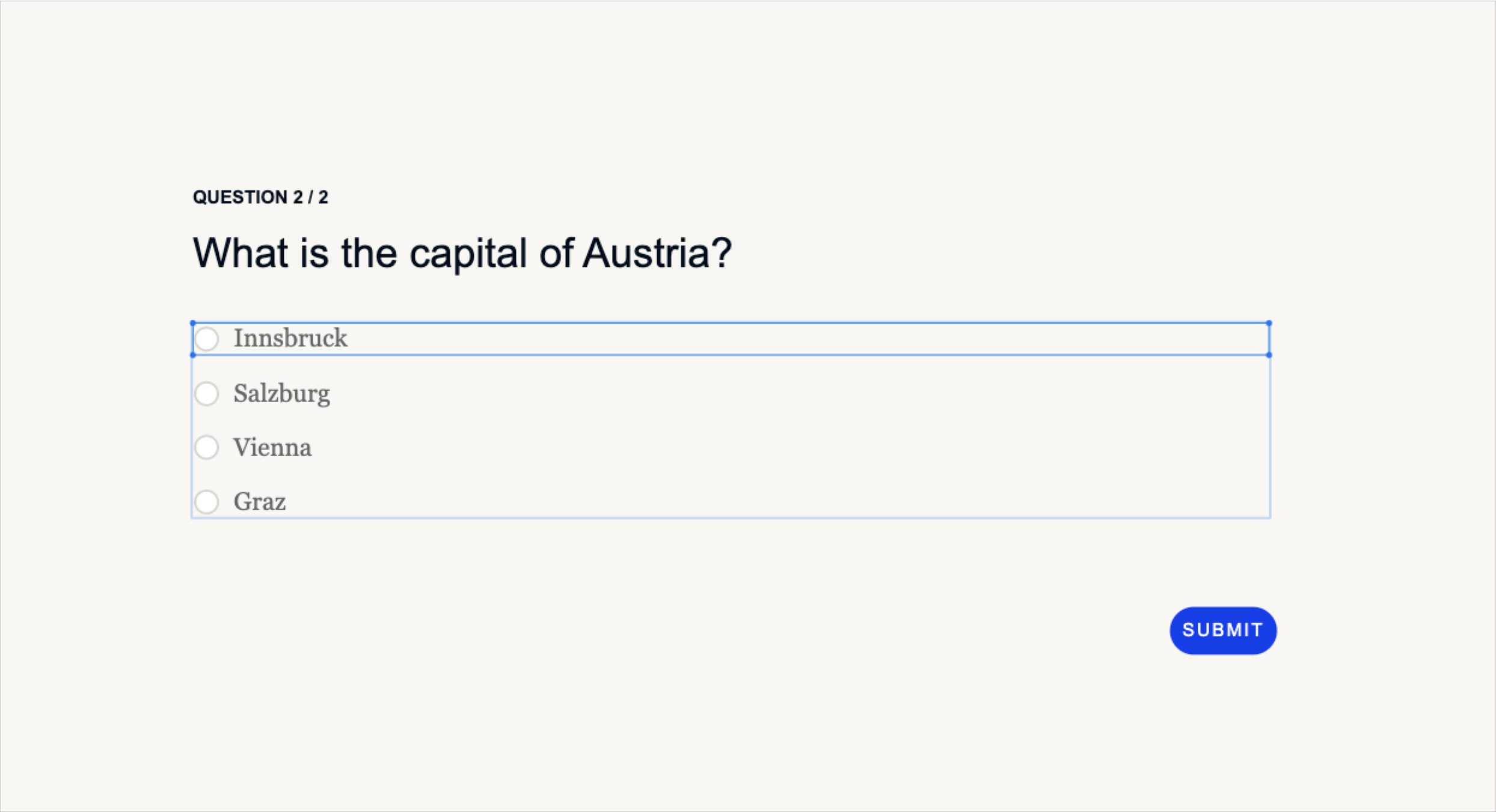 Create a multiple choice question slide
