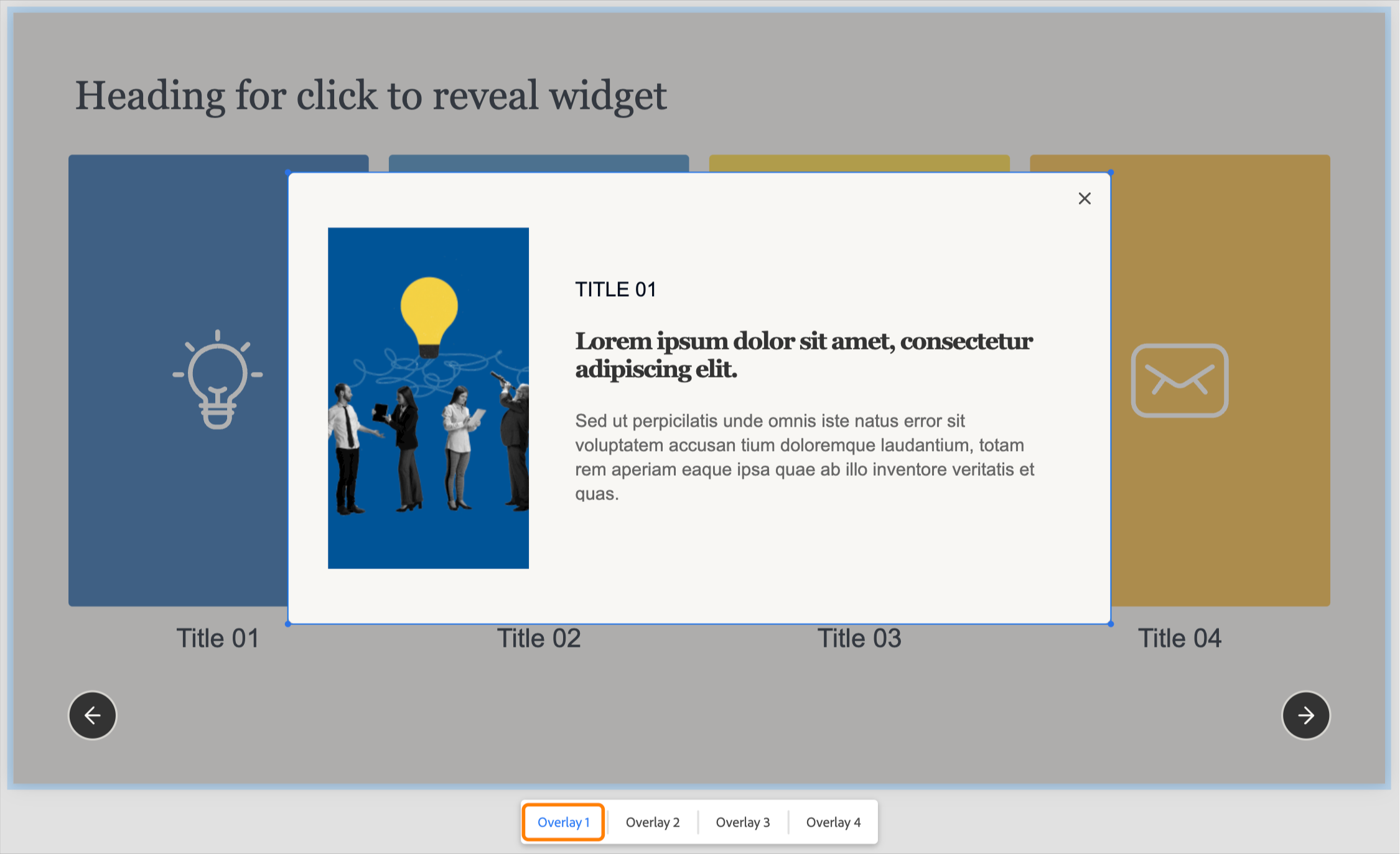 Add a Click to Reveal widget to a project in Adobe Captivate