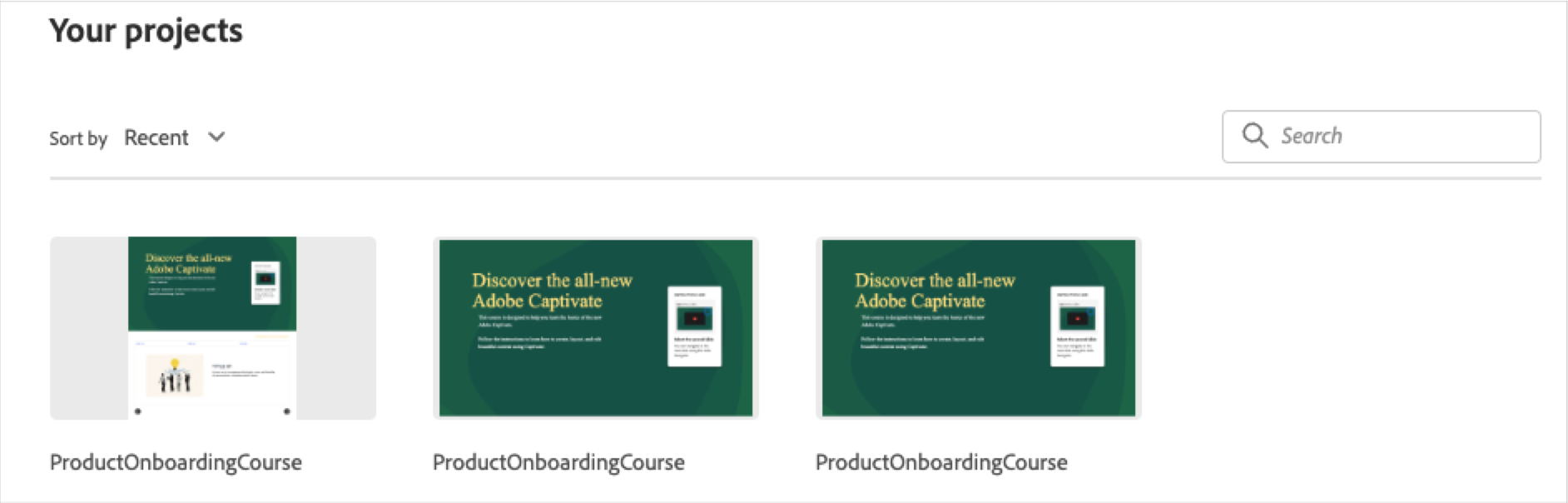 Get started with the Home screen in Adobe Captivate