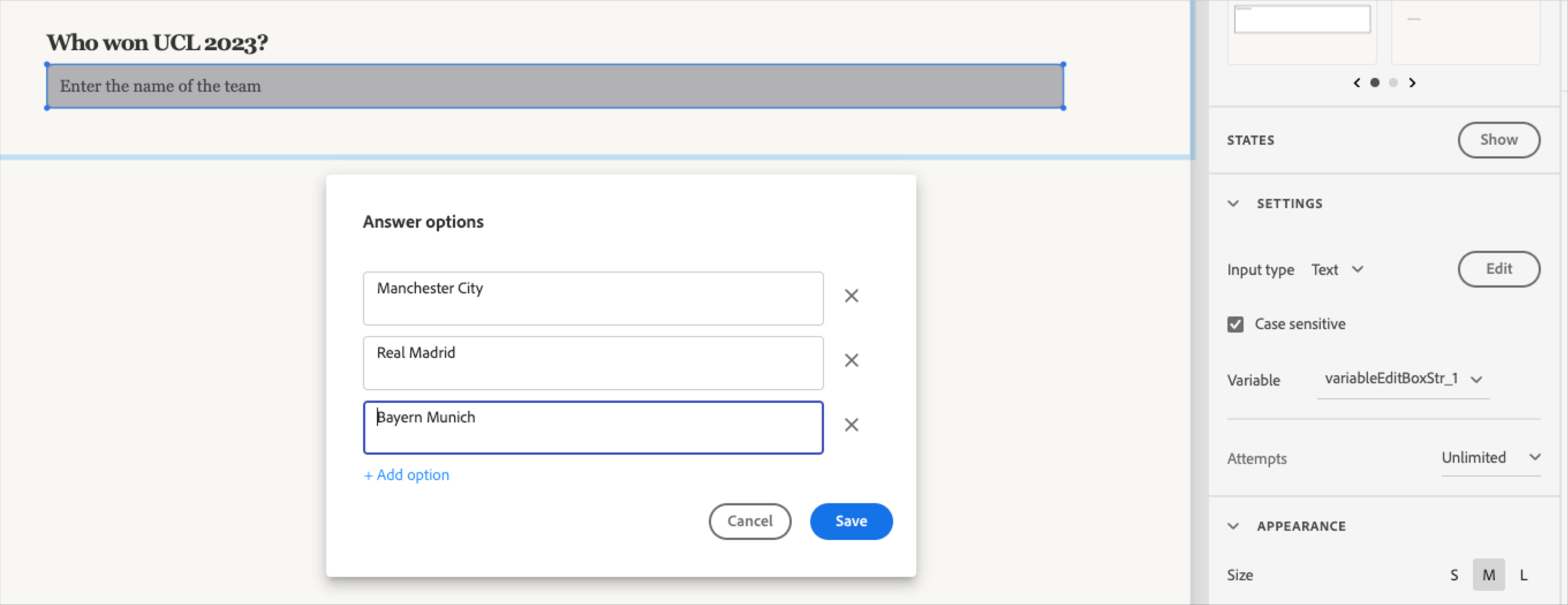 Adding an input field to an Adobe Captivate project