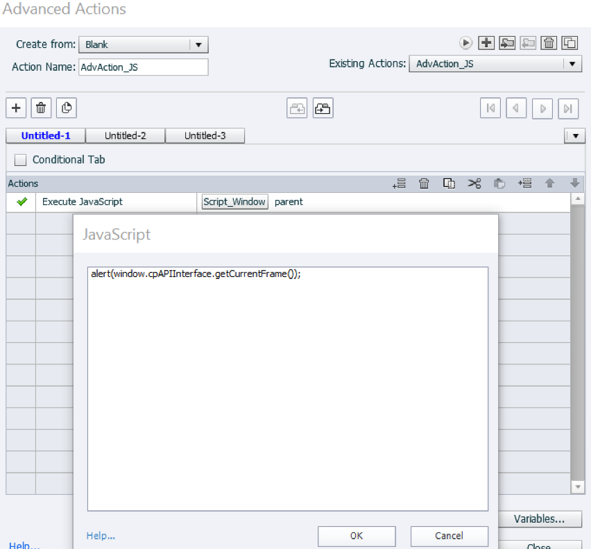 Captivate advanced actions