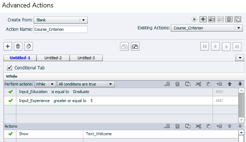 Captivate advanced actions