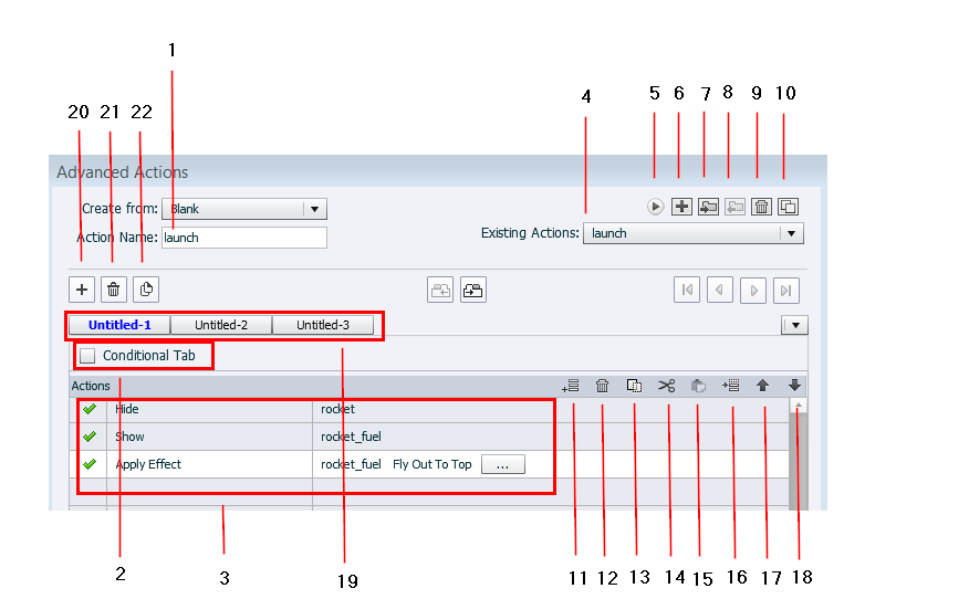 Captivate advanced actions