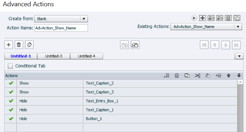 Captivate advanced actions