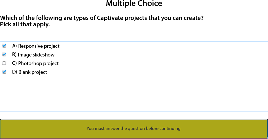 Create an Adobe Captivate quiz