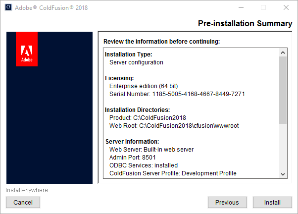 Install the server configuration