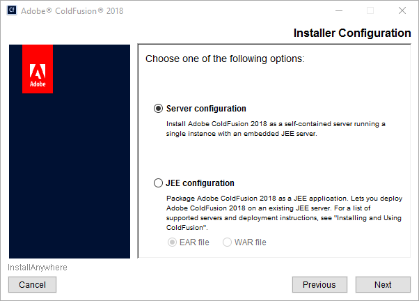 Install the server configuration