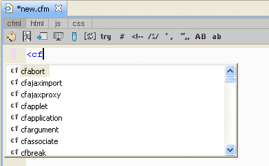 Edit code in ColdFusion Builder